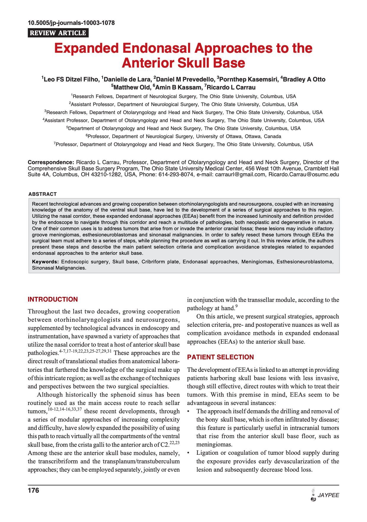 Expanded Endonasal Approaches to the Anterior Skull Base - Neeka Health